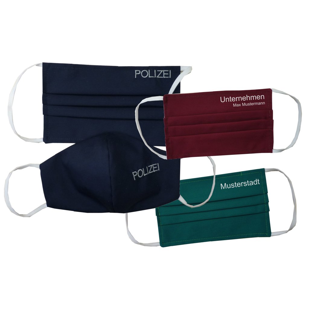 Mehrweg Mund-Nasen-Maske textil mit individueller Bestickung, 15,00