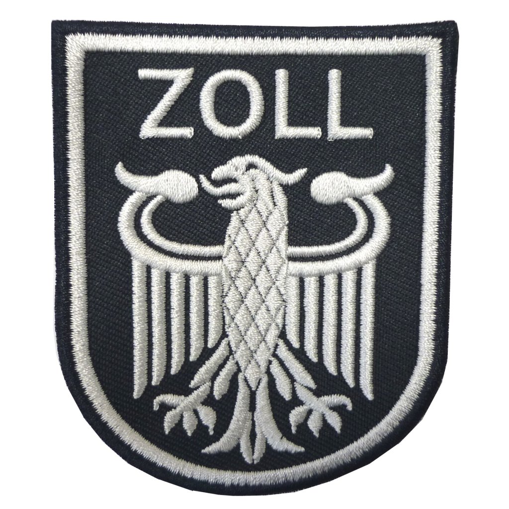Abzeichen ZOLL gestickt silberfarben, 5,00